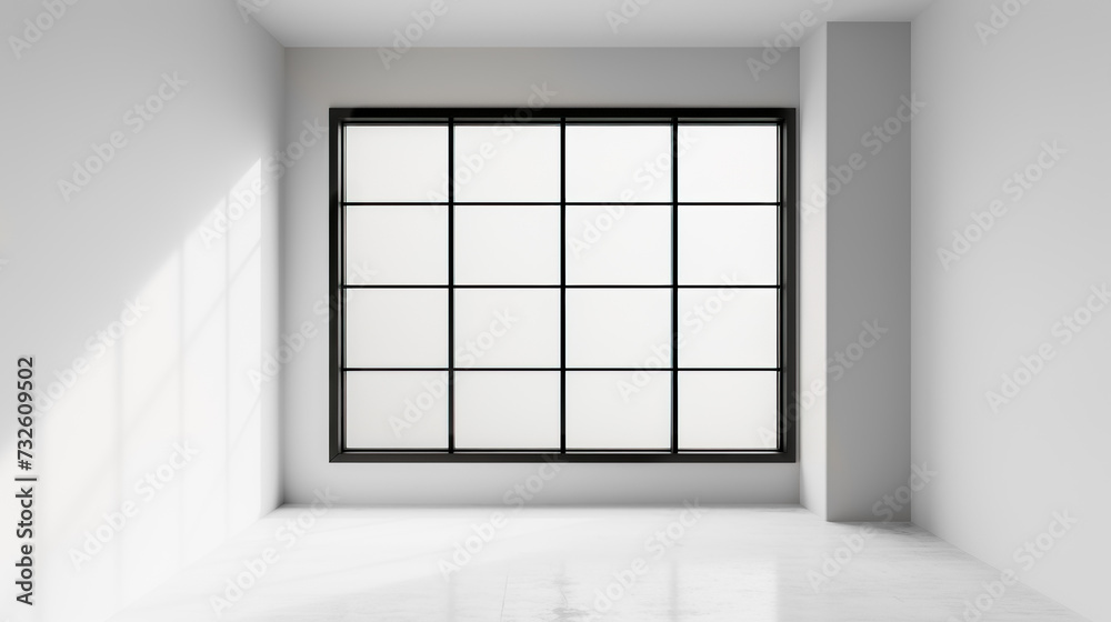Empty Room with Black Window, without furniture, white room, overlay ...