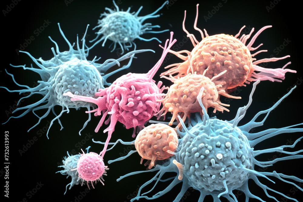 Electron microscopy of dead cells of cancer, electron microscopy, Stock ...