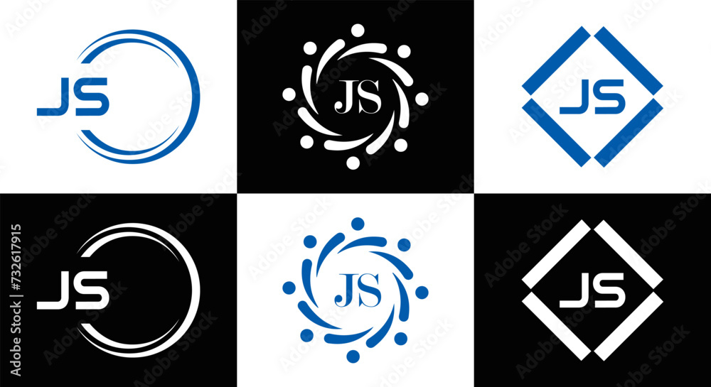 JS logo. JS set , J S design. White JS letter. JS, J S letter logo ...