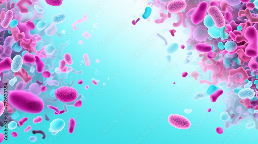 Microbes science concept bannerbacterial colony bacteria on pastel ...