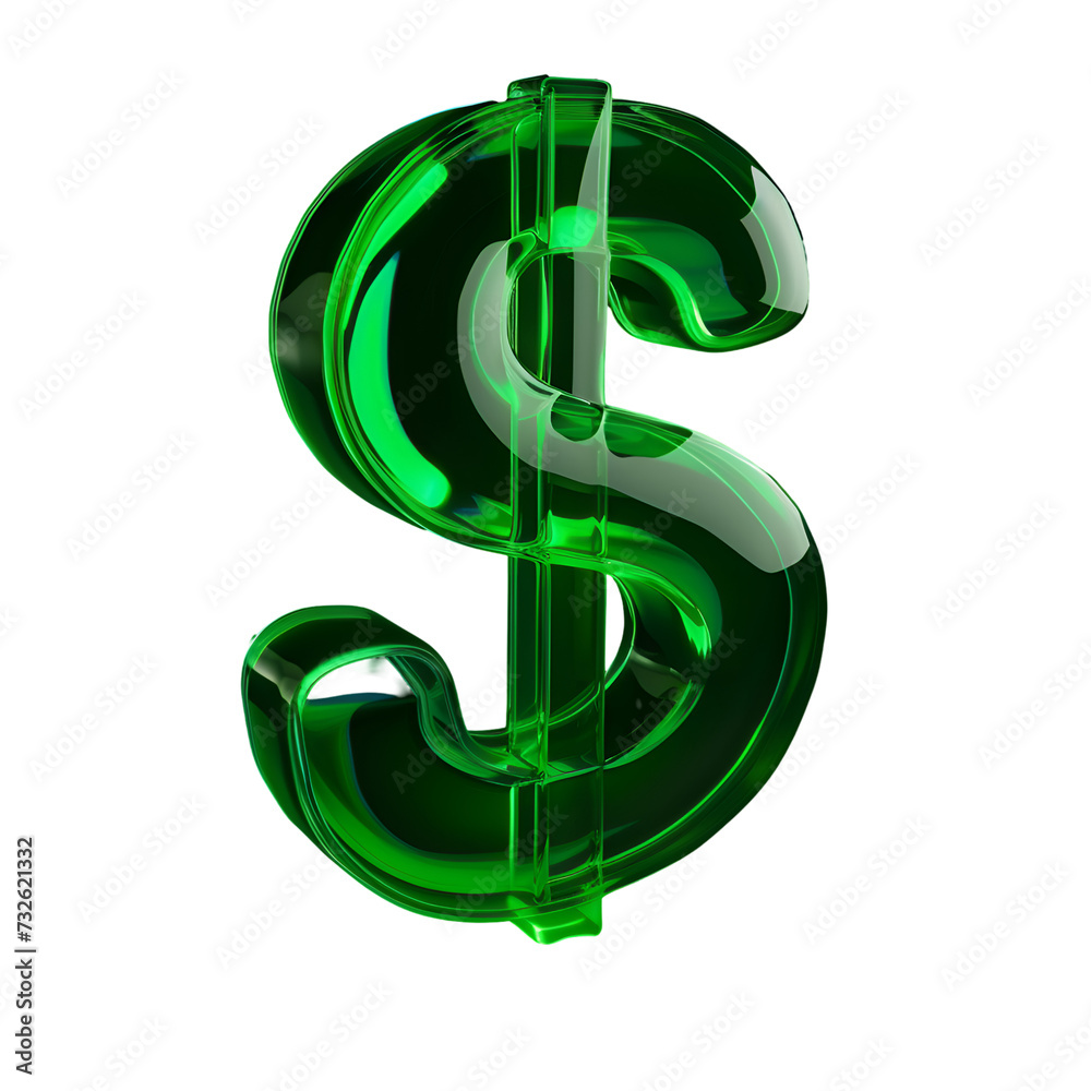Green dollar sign symbol isolated on black background. Created with ...