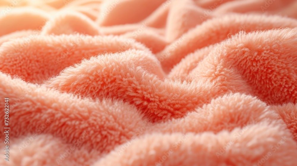 rich Peach Fuzz velvet material, highlighting the plush, dense texture ...