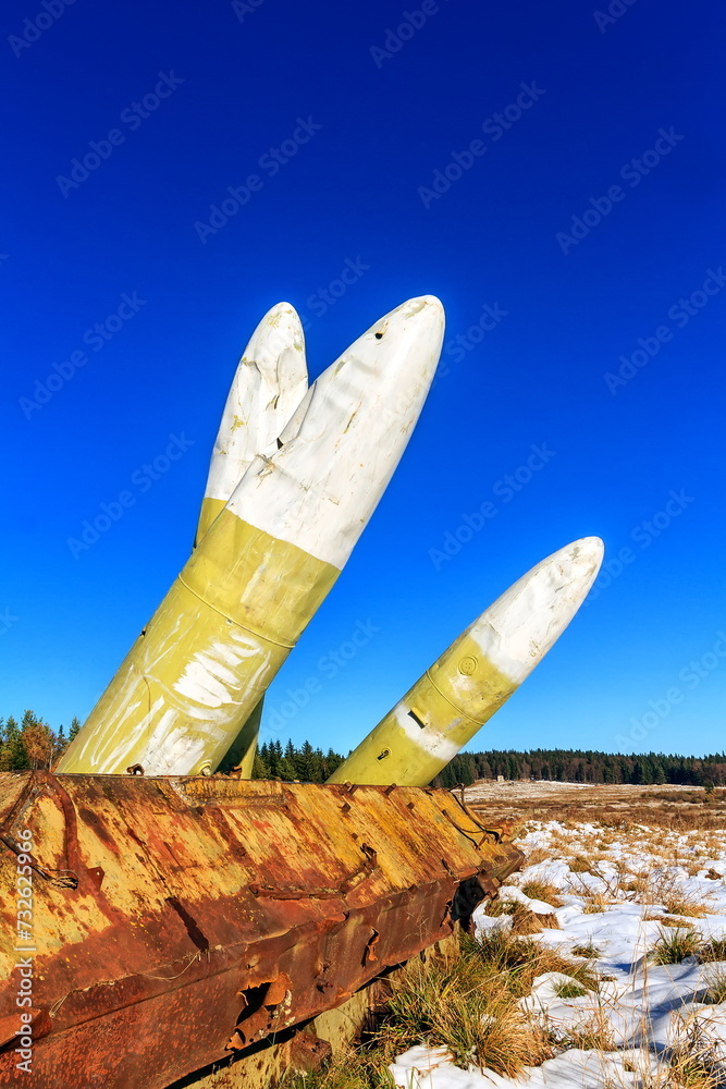 training targets in the military area models of three rockets Stock ...
