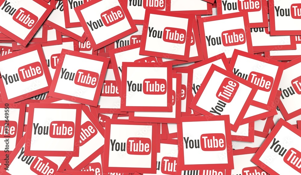 Youtube Social Media Logos Visual Presentation 3d Background Design