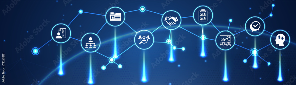 Onboarding vector illustration. Concept with connected icons related to ...