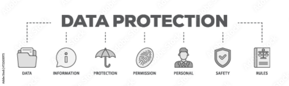 Data protection banner web icon illustration concept with icon of data ...