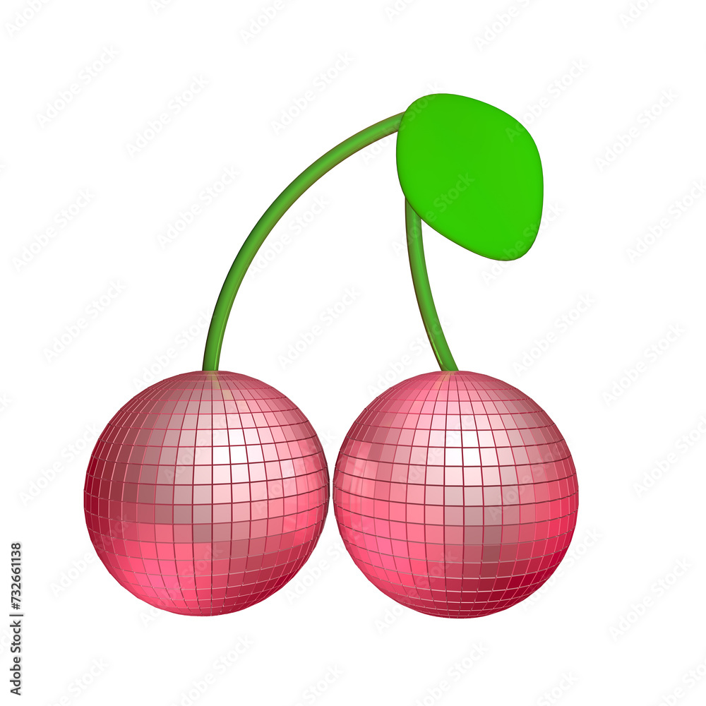 Two disco cherries on a transparent background. 3D render png. Stock ...