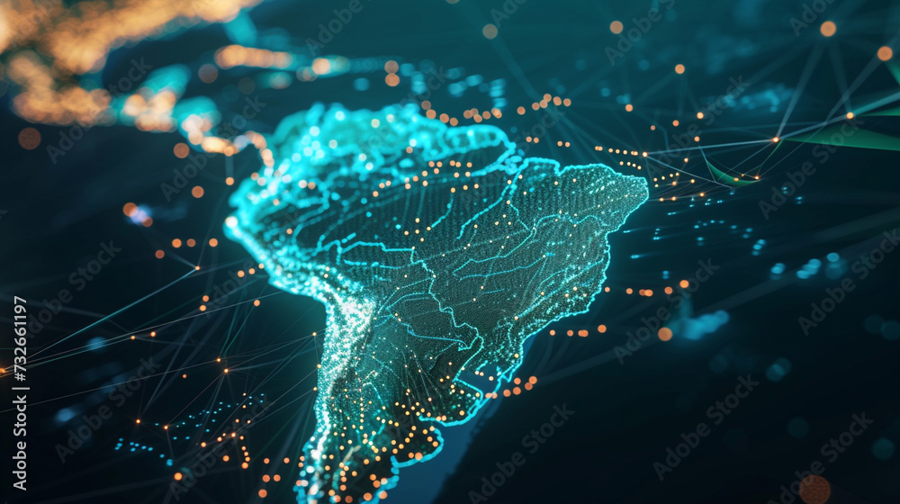 South American Digital Network Map - Data Transfer and Connectivity ...