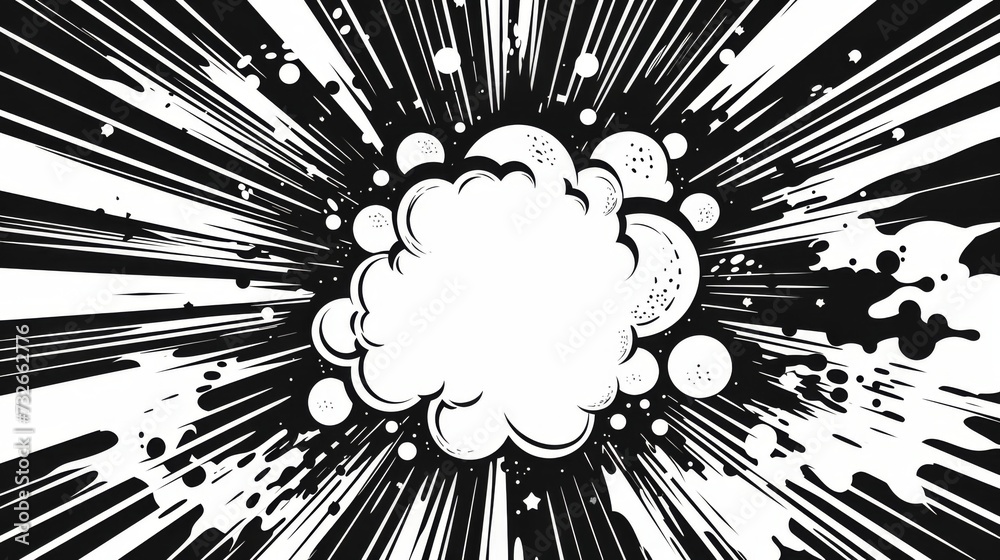 Black and white comic boom explosion artwork in pop art style. Visual ...