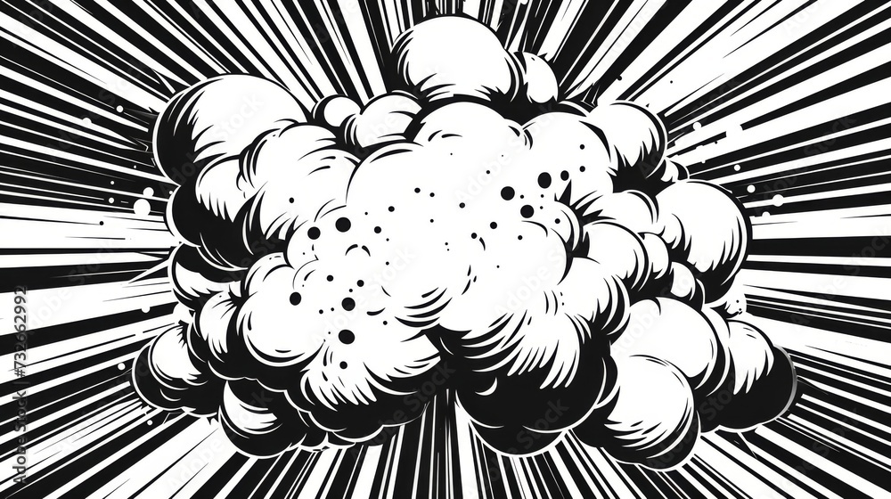 Black and white comic boom explosion artwork in pop art style. Visual ...
