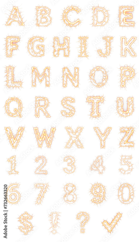 Electricity alphabet letters from A to Z. Numbers from 0 to 9 and ...