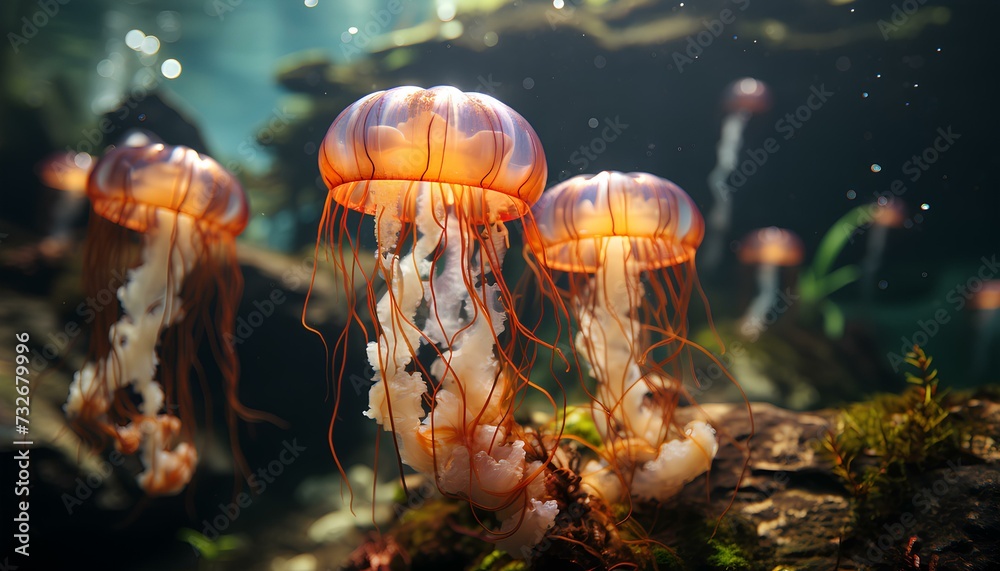 jellyfish in the sea. jellyfish in the water. Cnidarians. medusa ...