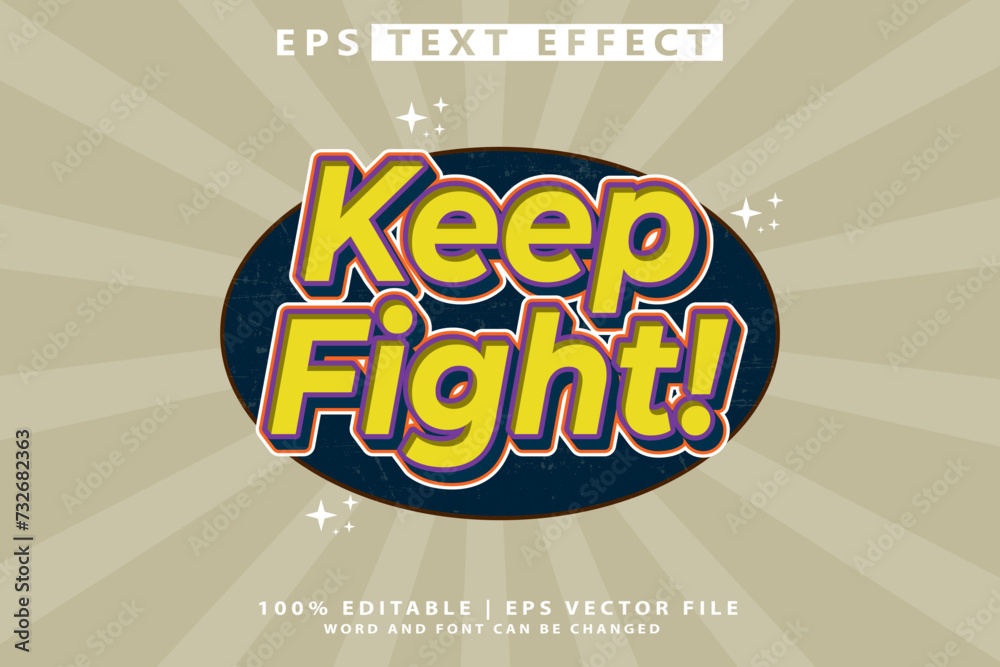 Editable text effect with a 3D Keep fight type Premium vector cartoon ...