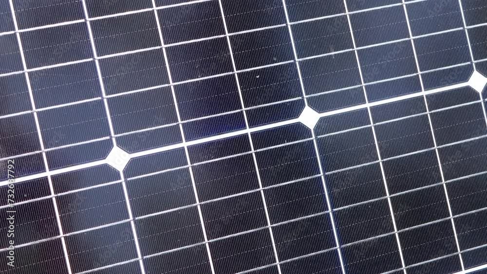 Close up, Surface of a Photovoltaic Solar Panel in Rays of Sunlight at ...