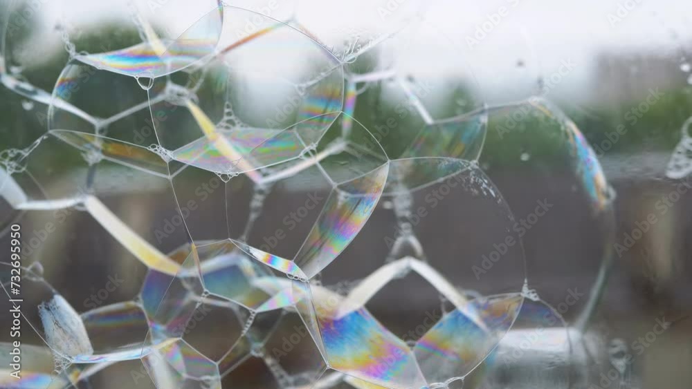 Vidéo Stock Lots of Sticky Multicolored Soap Bubbles on the Surface of ...