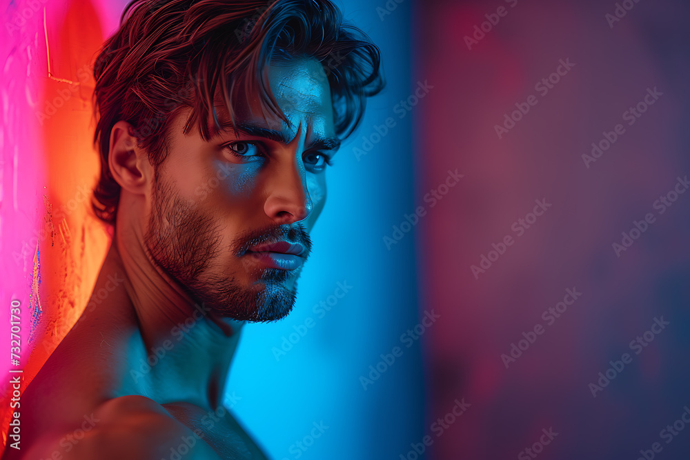 Dynamic photo captures the sculpted physique of a muscular, fit man ...