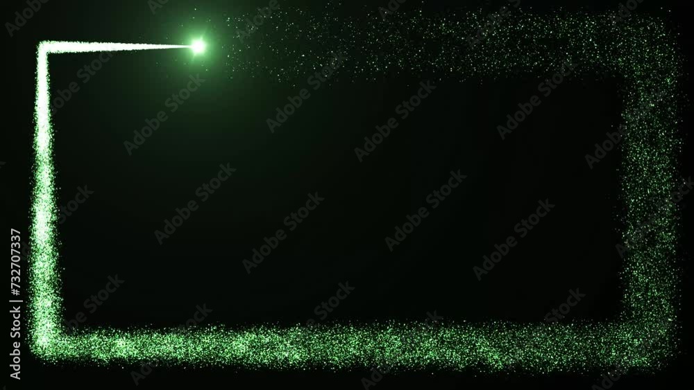 Vidéo Stock Bright light source draws a rectangular frame of green ...