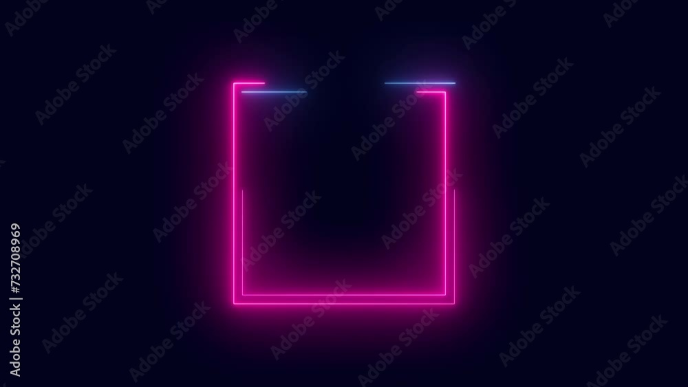 Abstract Neon frame on a transparent background. Luminous banner ...