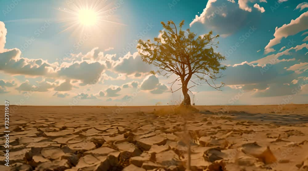 tree in desert, the impact of prolonged drought on landscapes, with ...