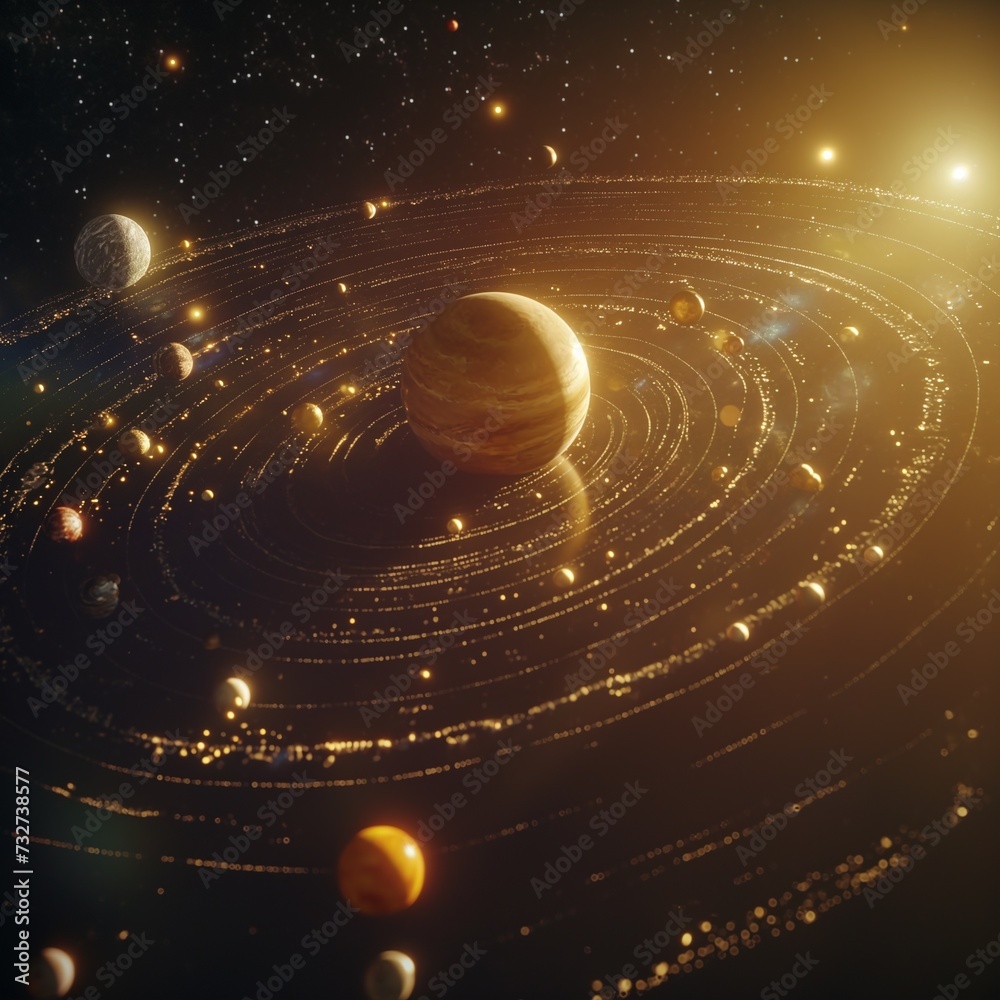 Solar system illustration, there is a picture of planets and their ...