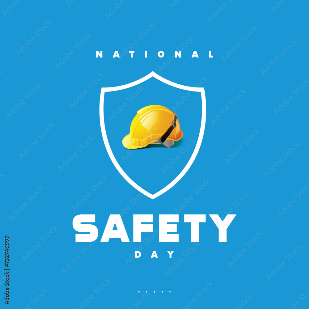 National Safety day with shield line vector. concept for world safety ...
