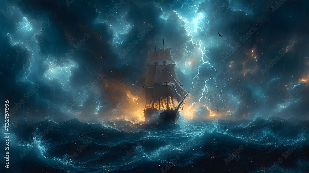 A mind in turmoil as a raging storm at sea, where lightning strikes ...