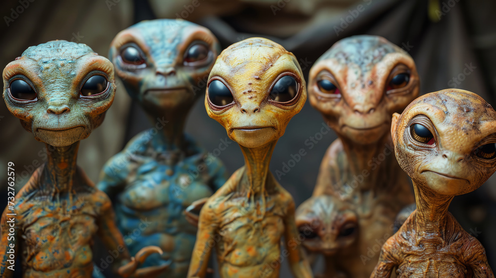 Aliens with different types and skin colors of all races. Stock-Illustration | Adobe Stock