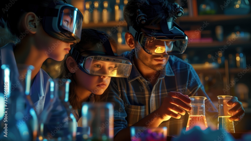 Virtual Reality Science Lab: A scene where a family conducts ...