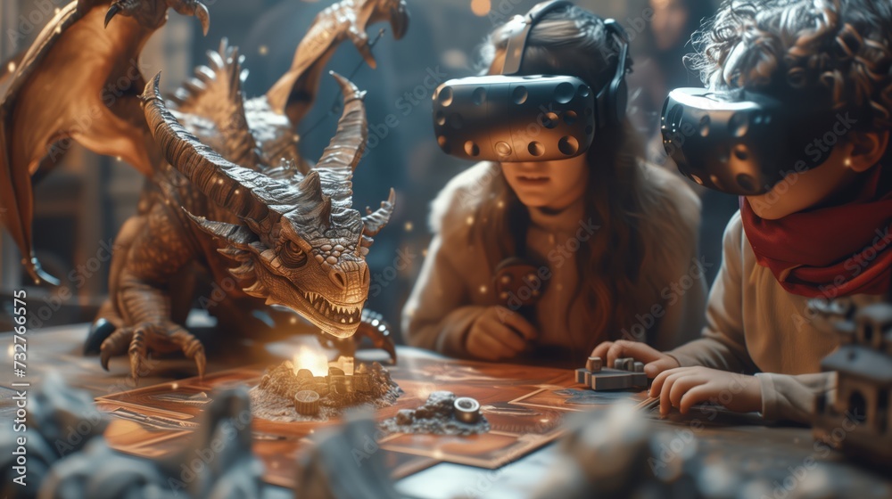 Fantasy VR Role-Playing Game: Show a family dressed as fantasy ...