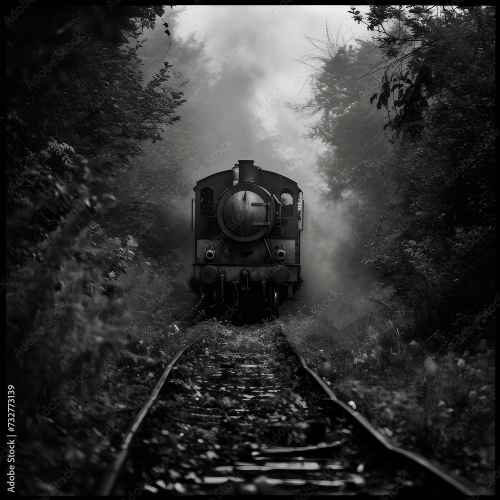 old steam locomotive black and white, old retro black steam locomotive ...