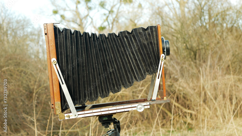 Large format vintage camera details closeups, wooden large format 24X30 ...