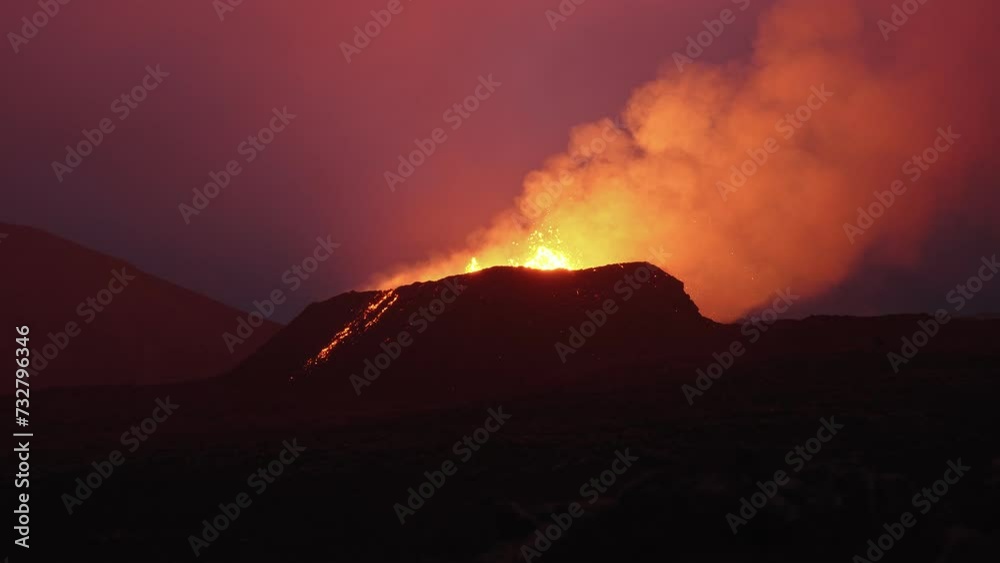 Iceland volcano eruption lava magma from crater Fagradalsfjall Hagafell ...