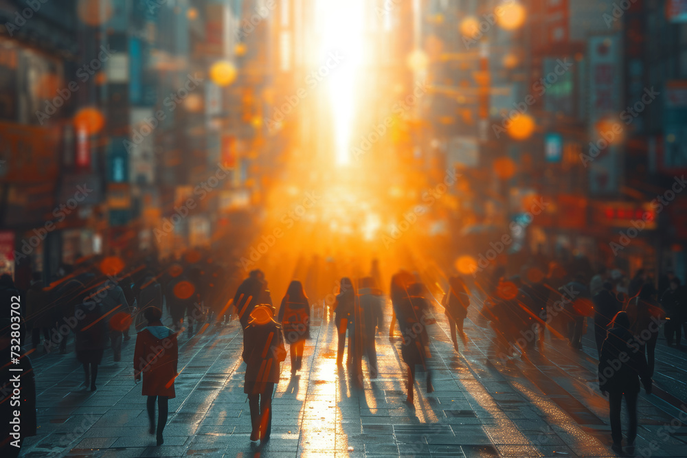 An unedited photo of a bustling city street, capturing the raw energy ...