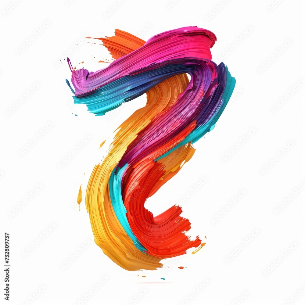 Colorful volumetric brush strokes floating in the air in a shape of ...