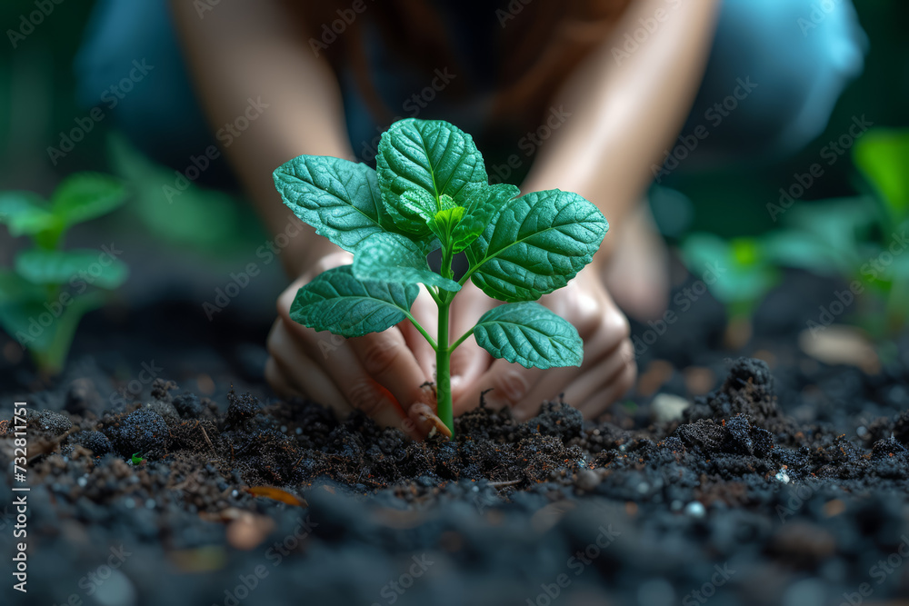 An image of a person planting a tree, symbolizing individual efforts in ...