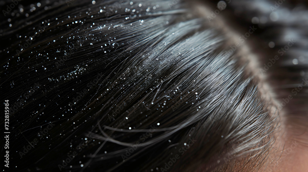 Close up of African American woman with black hair full of white ...