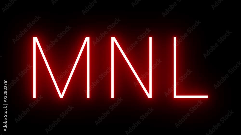 Red retro neon sign with the three-letter identifier for MNL Manila ...