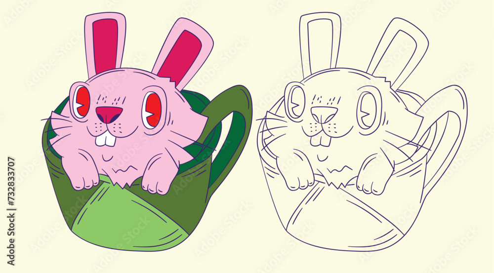 cute animal doodle illustration for coloring page drawing book Stock ...