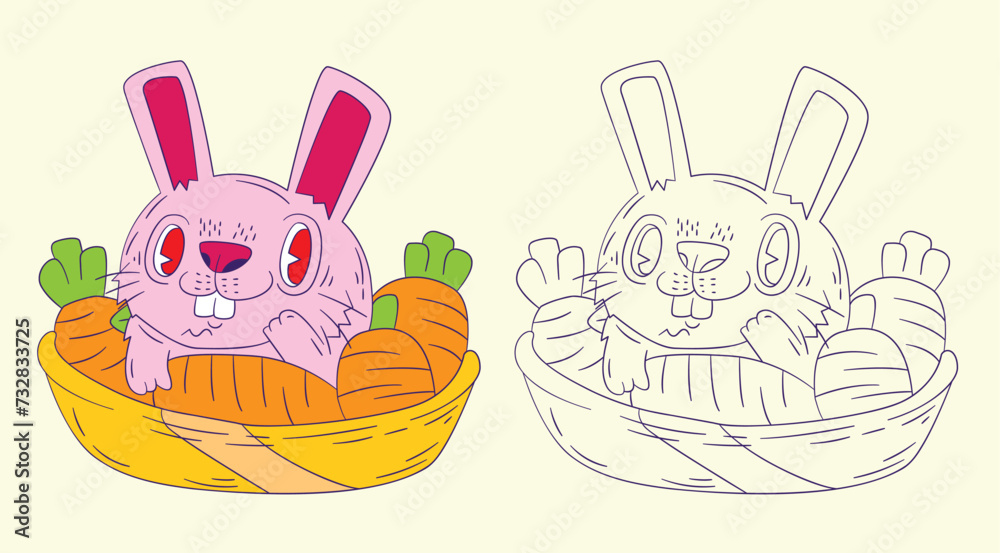 cute animal doodle illustration for coloring page drawing book Stock ...