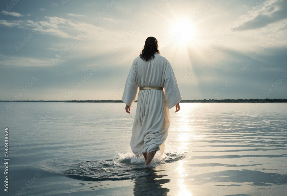 "Jesus' Biblical Miracle: Walking on Water in a Spectacular Watercolor ...