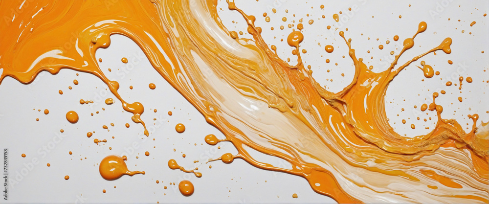 "Bold stroke of vibrant orange oil paint on a transparent background ...