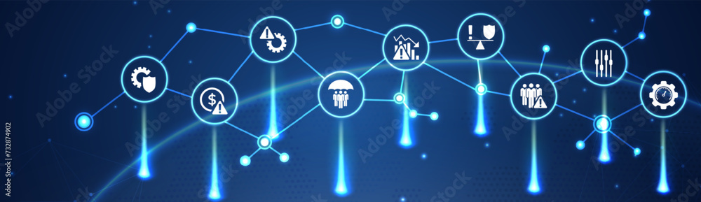 Risk management vector illustration. Concept with icons related to risk ...