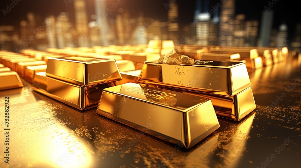 Business Gold future and financial concept.World economics and currency exchange in shiny gold ...