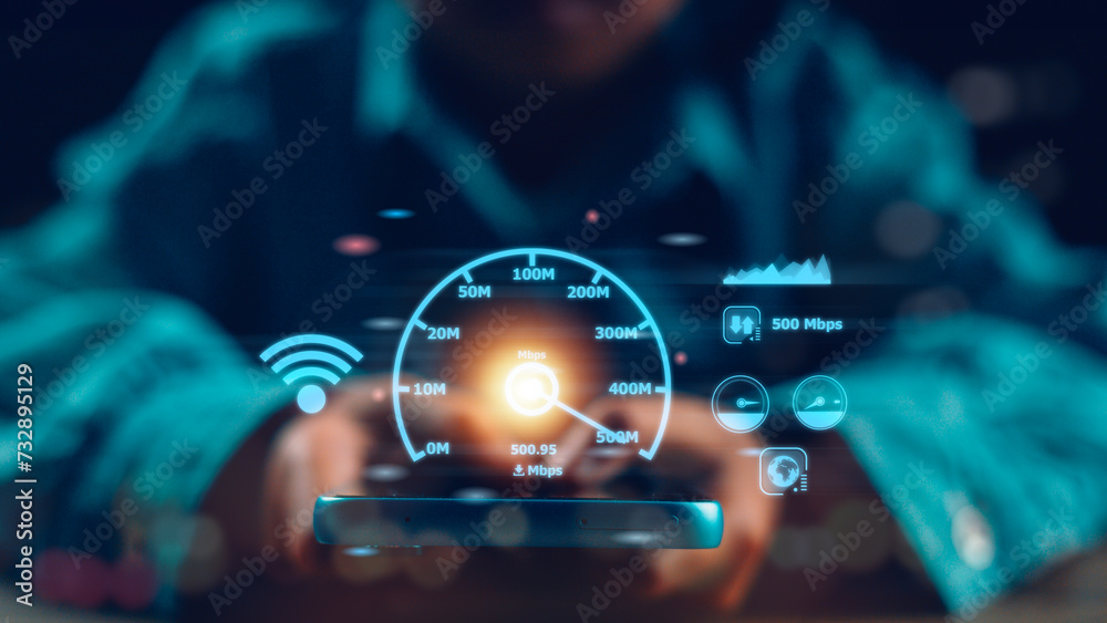 Fast internet connection speed test bandwidth network technology, speed ...