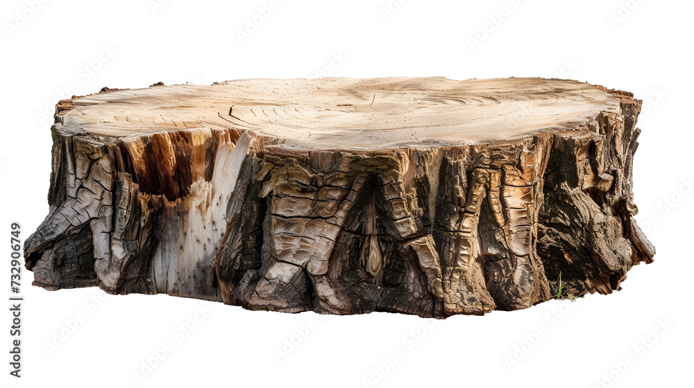 Nature's art: Tree stump cut-out against white background, celebrates ...