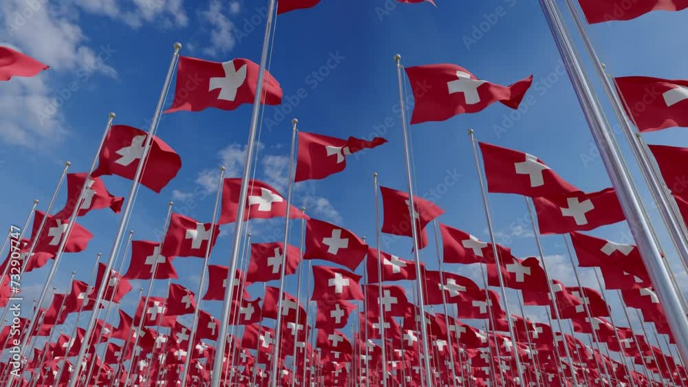 High resolution digital rendering of Switzerland flags. National flags ...