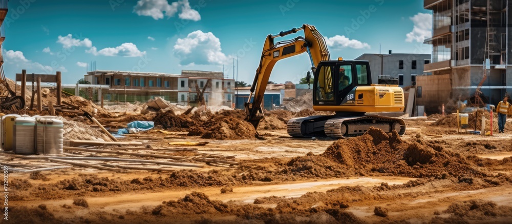 Photo & Art Print outdoor construction site during building work, hamkin