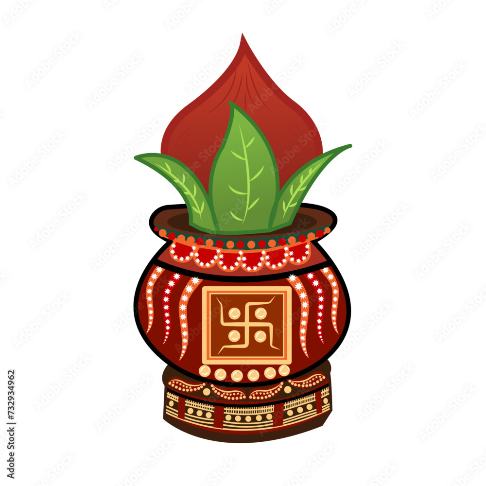 Creative design pooja kalash art vector.Indian wedding clip art Kalash ...