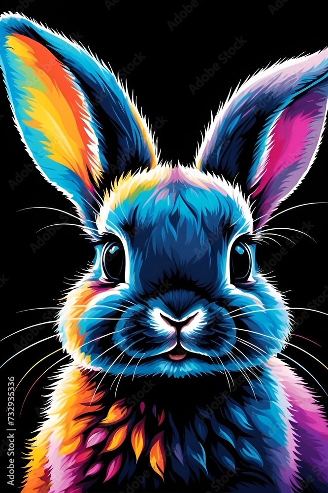 Cute Colourful Baby Bunny Illustration, Adorable Multicoloured Bunny ...