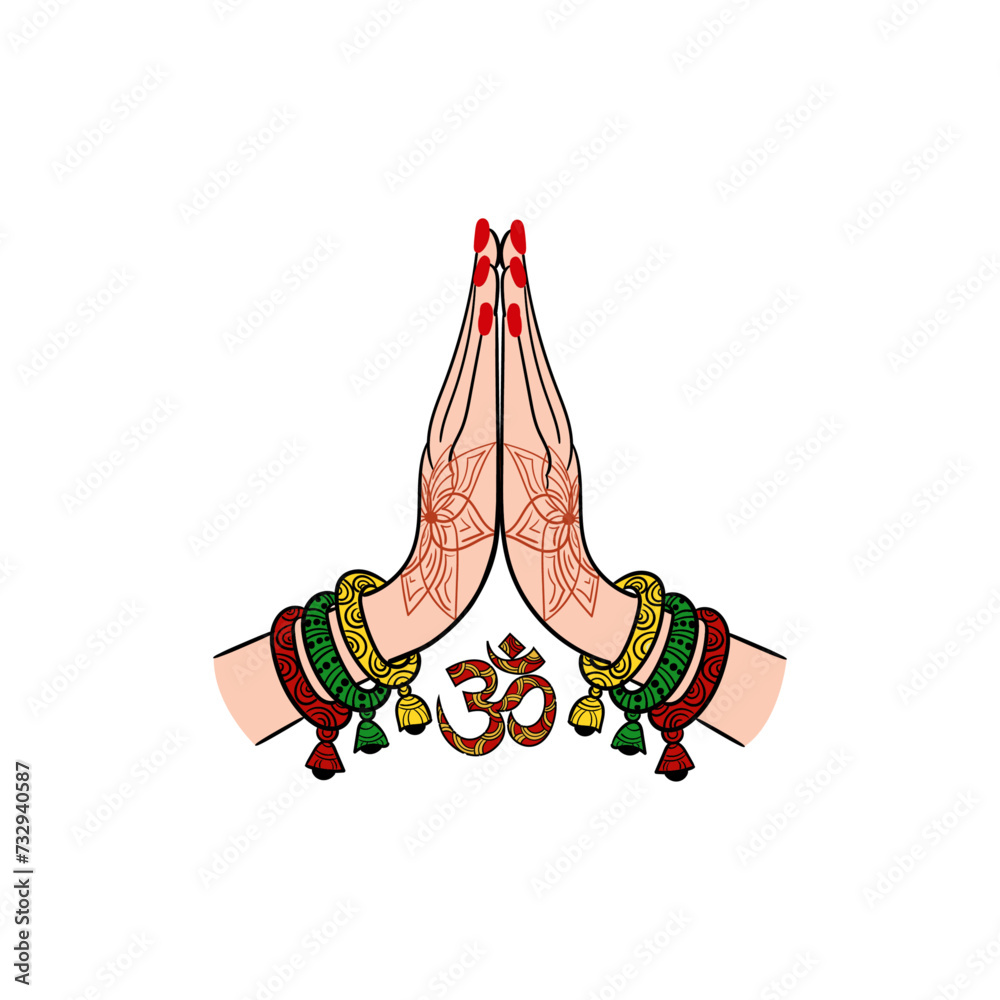 Indian Women Girl Welcoming People Here. Welcome gesture of hands of ...